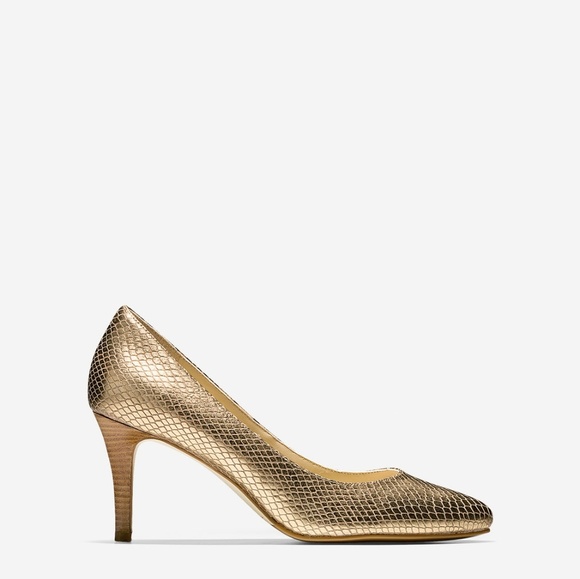 Cole Haan | Shoes | Cole Haan Gold Snakeskin Print Snake Lena Pump ...